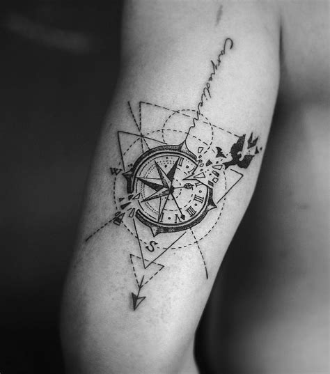 Compass Clock Birds Geometric Tattoo Small Compass Tattoo Compass