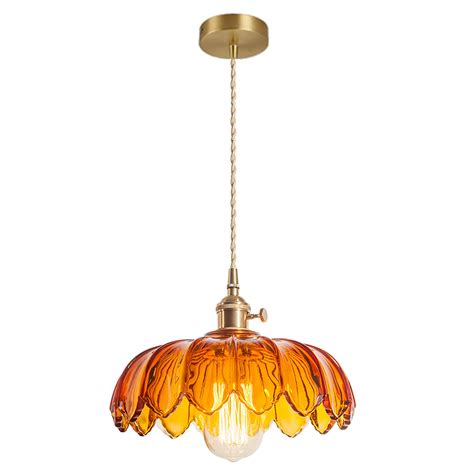 Lotree Amber Glass Pendant Light Fixtures Medium 98 Inches Lampshade