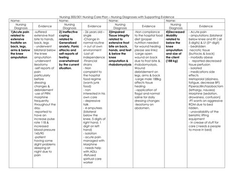 Nursing 300301 Nursing Care Plan Assessments Interventions