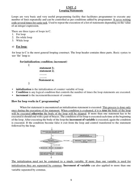 C Programming Looping Statements Pdf Control Flow Computer