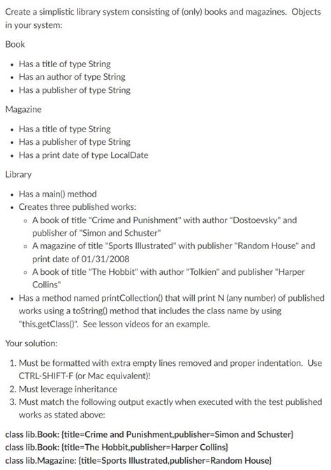 Solved Create A Simplistic Library System Consisting Of Chegg