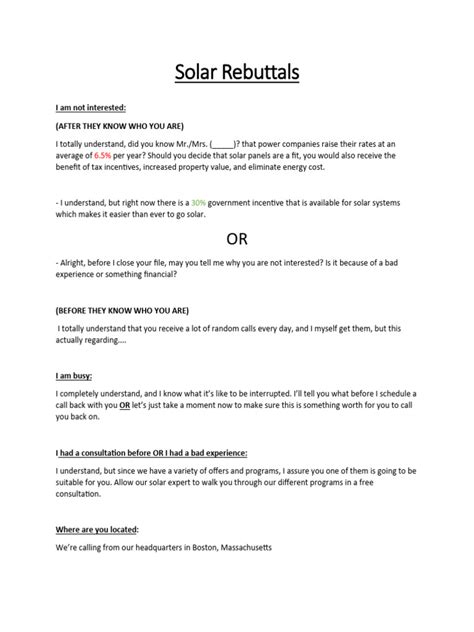 Solar Rebuttals 1 Pdf