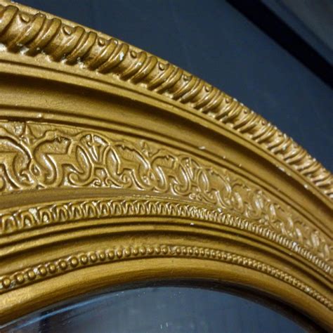 Antique Oval Mirror In Golden Frame For Sale At Pamono