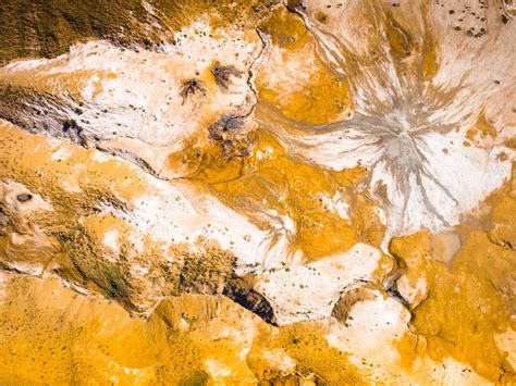 Top Down Aerial View Scenic Natural Mud Volcanoes Formations In