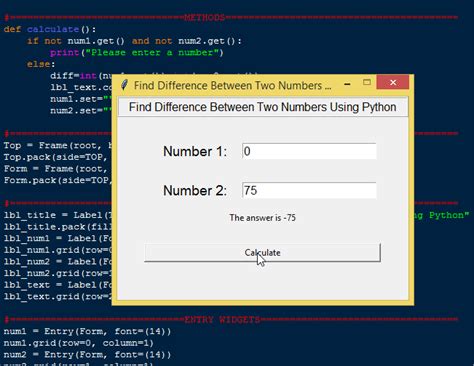 Find Difference Between Two Numbers Using Python Sourcecodester