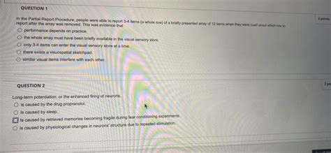 Solved Question 1 In The Partial Report Procedure People