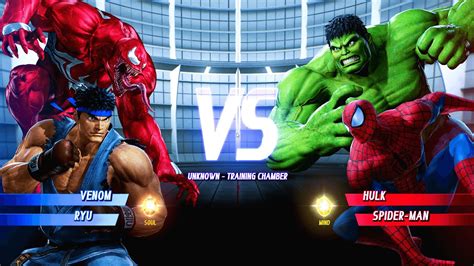 Red Venom Ryu Vs Green Hulk Spiderman Hardest AI Marvel Vs Capcom Infinite YouTube
