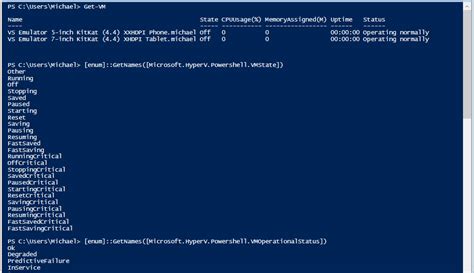 Powershell Possible Values For State And Status Of Virtual Machines