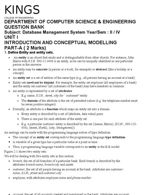 Department Of Computer Science And Engineering Question Bank Unit I