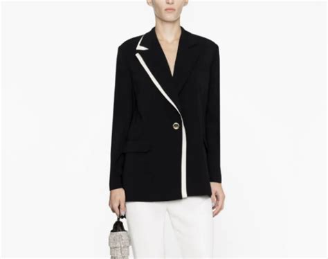 Drew Sidoras Black Leather Contrast Trim Blazer