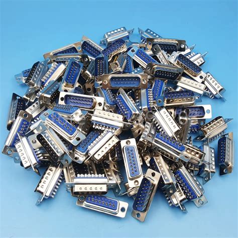 100pcs D Sub Db15 Male Two Row 15pin Wire Solder Plug Connector For Diy