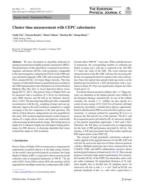 Pdf Cluster Time Measurement With Cepc Calorimeter