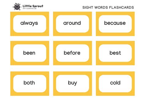 Top Dolch Sight Words Printable Flash Cards Little Sprout