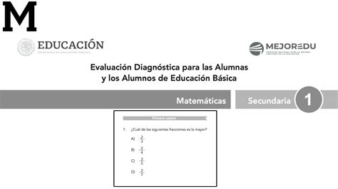 Examen Diagnostico Primero De Secundaria MEJOREDU Problema 1 YouTube