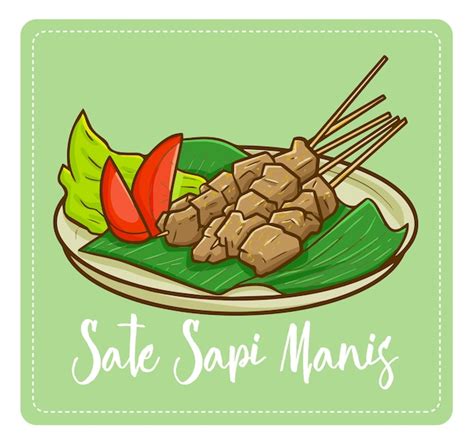 손으로 그린 Satay 그림 무료 벡터