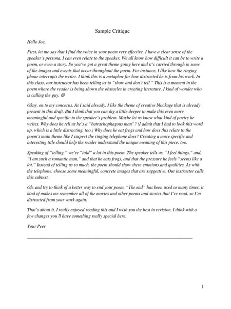 Sample Critiquemy Poem Poetry Pdf Poetry