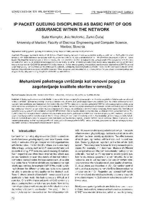 Pdf Ip Packet Queuing Disciplines As Basic Part Of Qos Assurance Within The Network