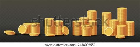 Stack Gold Coins Shiny Golden Coins Stock Vector Royalty Free