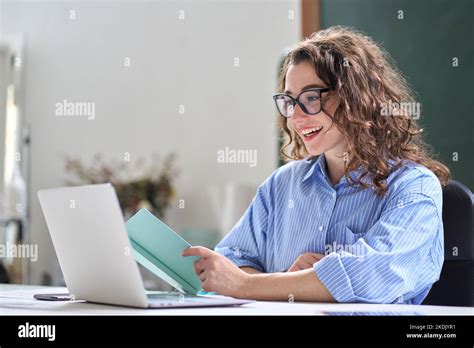 Young Woman Teacher Teaching Online Remote Video Class Working In