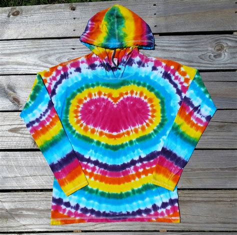 Rainbow Heart Tie Dye Hoodie Tie Dye S M L Xl 2xl Long Sleeve Tshirt