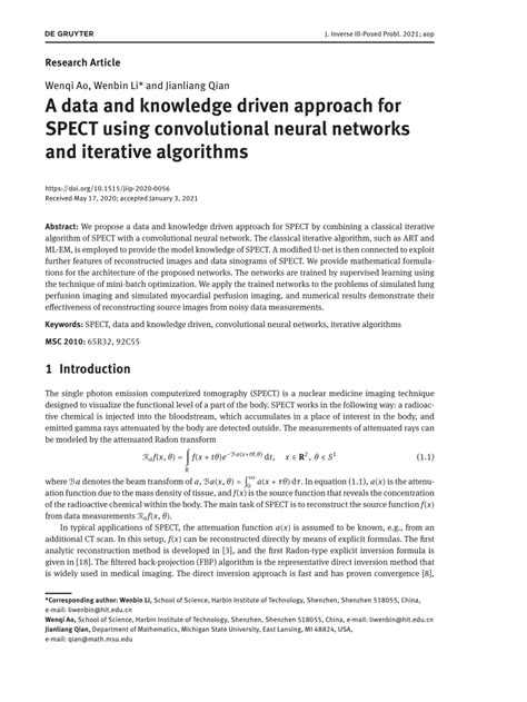 Pdf A Data And Knowledge Driven Approach For Spect Using Convolutional Neural Networks And