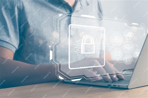 Premium Photo Data Security System Concept Business Man Use Laptop