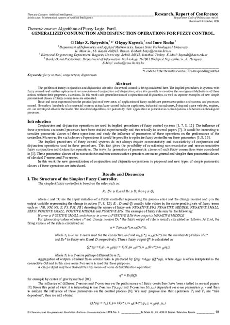 Pdf Fuzzy Logic Conjunction And Disjunction Algorithms