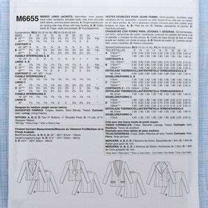 Mccall S Sewing Pattern 6655 Misses Semi Fitted Lined Jackets With