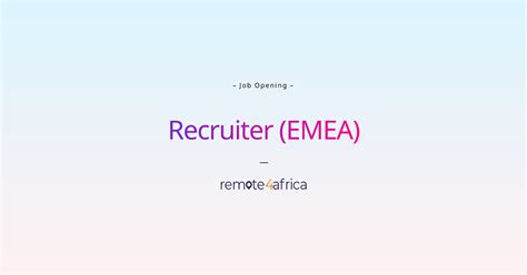 Remote Recruiter Emea Job At Human Resource Services Company