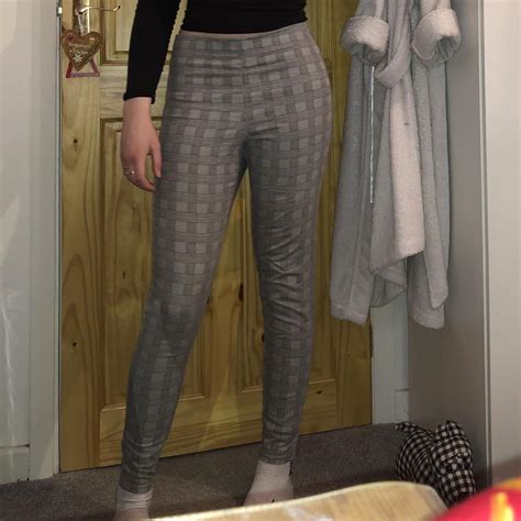 Grey Checked Tight Trousers Very Comfortable And Depop