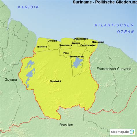 Suriname Politische Gliederung von Artaye Landkarte für Suriname