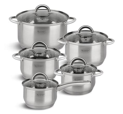 Edenberg Topf Set 10 Tlg Edelstahl Kochtöpfe Kasserolle Mit Glasdeckel