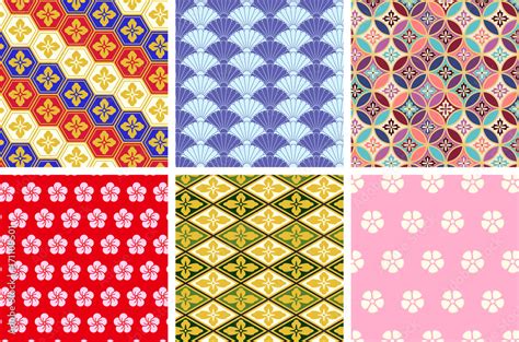 日本の伝統文様 和柄 For スウォッチ Stock ベクター Adobe Stock