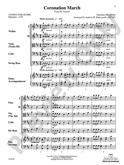 Coronation March From The Prophet String Orchestra Conductor Score Parts Giacomo Meyerbeer