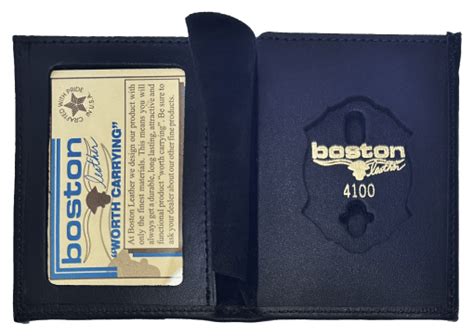 boston leather book style badge wallet shield cutout 122 s 4100
