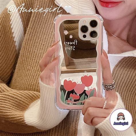 Fashion Tulip Make Up Mirror Phone Case For IPhone Pro Max X Xs XR Plus Shock