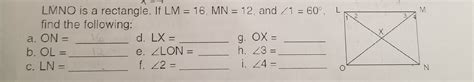 solved lmno is a rectangle if lm 16 mn 12 and z1