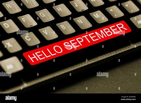 Writing Displaying Text Hello September Business Idea Greeting Used In