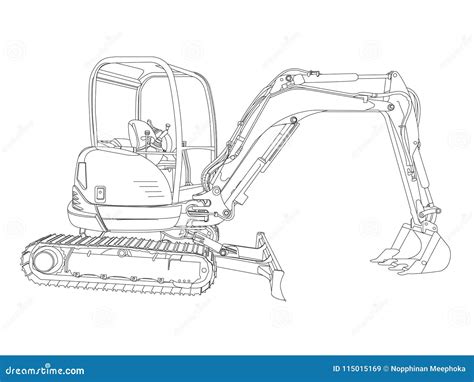 Outline Of Backhoe Loader Vector Illustration
