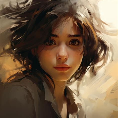 Premium Photo Digital Drawing Of A Young Woman With Flowing Hair