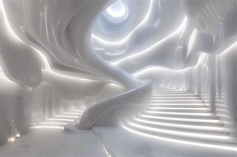 A Minimalist Symphony In White Architecture Premium Ai Generated Image