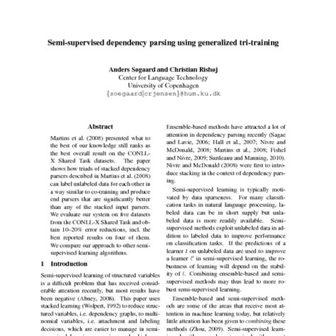 Semi Supervised Dependency Parsing Using Generalized Tri Training Acl