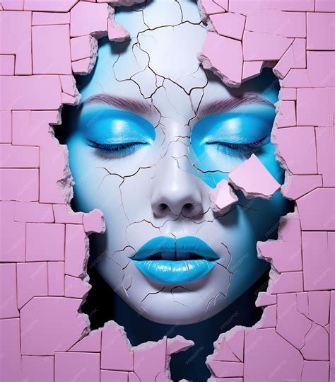 Premium Ai Image Woman Face Emerging From The Wall And Bricks Canvas