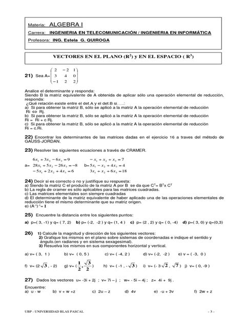 Guia N3 Vectores Pdf Matriz Matemáticas Vector Euclidiano