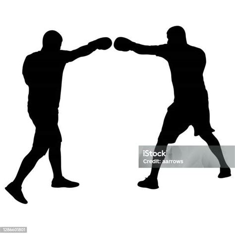 흰색 배경에 운동 선수 복서의 검은 실루엣 격투기에 대한 스톡 벡터 아트 및 기타 이미지 격투기 권투 선수 권투 스포츠