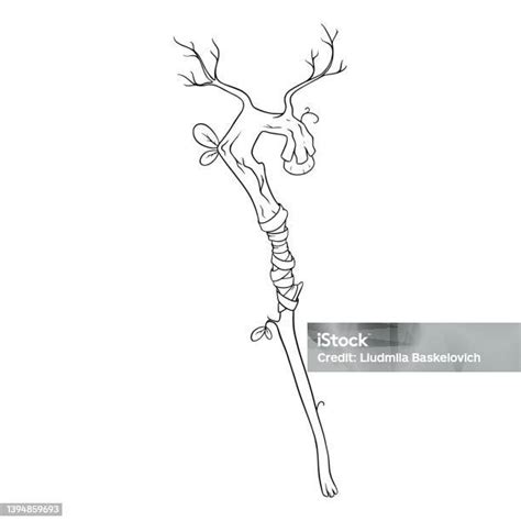 Bâton En Bois Ou Baguette De Marche Pour Les Jeux Croquis Du Bâton