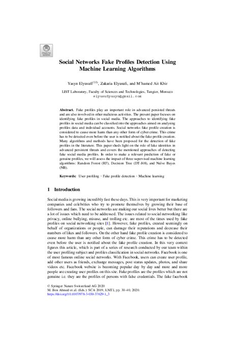 pdf social networks fake profiles detection using machine learning