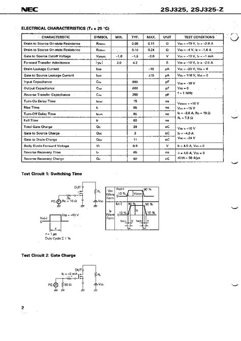 2SJ325 datasheet(2/6 Pages) NEC | SWITCHING P-CHANNEL POWER MOS FET ...