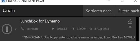 Installed Packages Missing Packages Dynamo