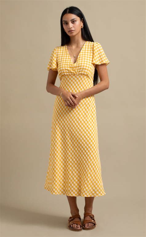 Cdc Gingham Flutter Slv Midi Dress Pagani
